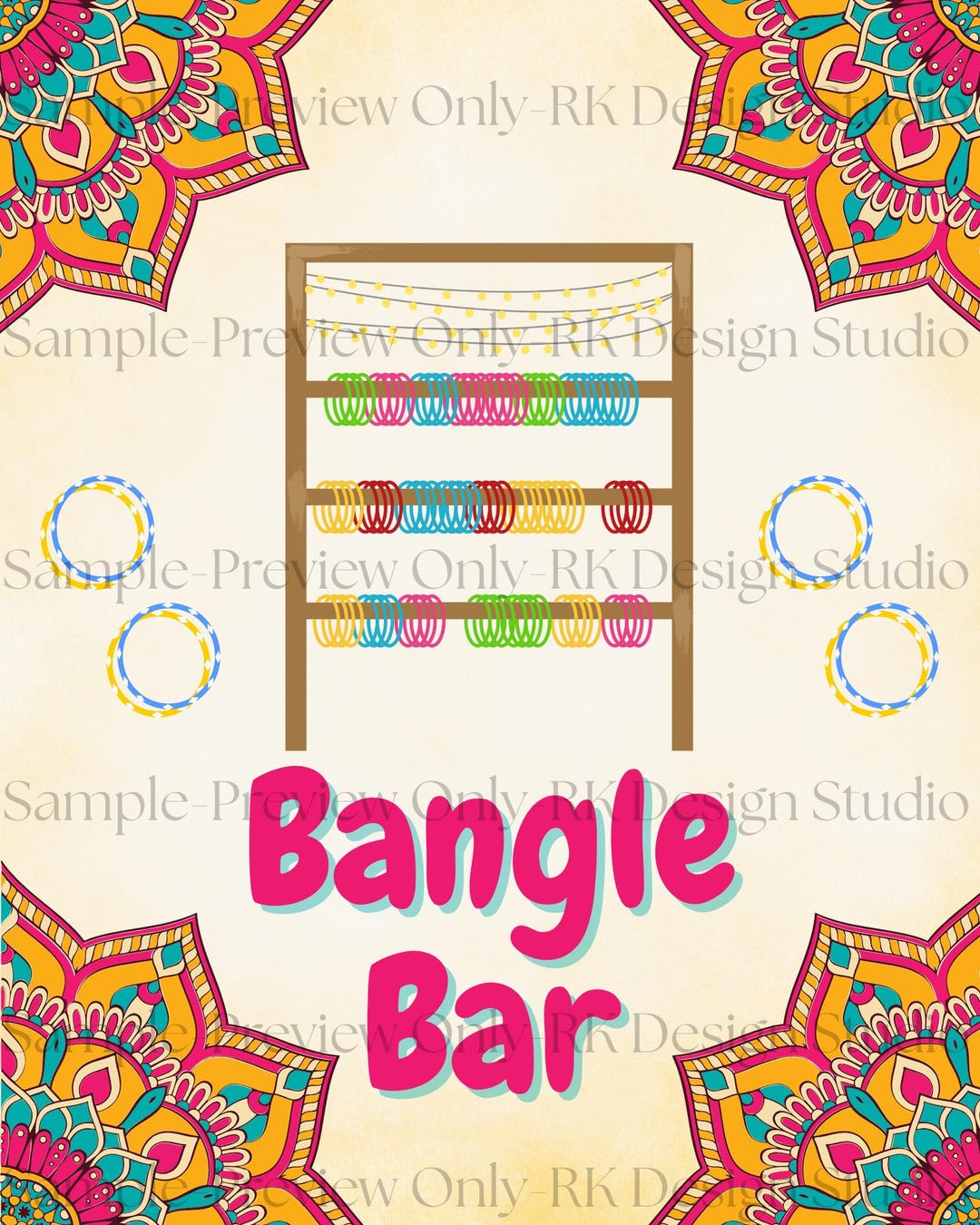 Editable Bangle Bar Sign Canva Template | Mehndi Decor | Indian Bridal ...