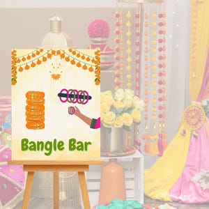 Bangle Bar Sign | Editable Canva Template for Mehndi, Sangeet, Bridal ...