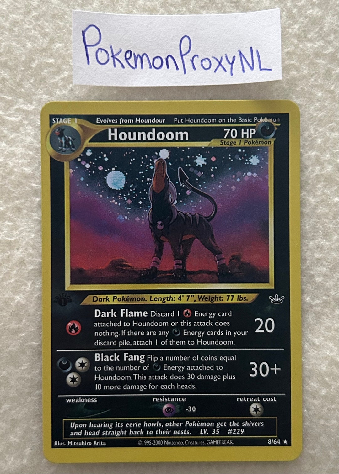 Houndoom 1st V.3 / Neo Revelation / 8/64 / 2001 / PROXY Pokémon Card - Etsy