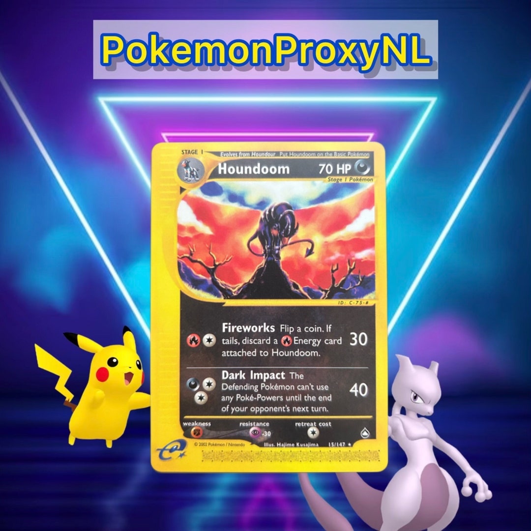 Houndoom / Aquapolis / 15/147 / 2002 / PROXY Pokémon Card - Etsy