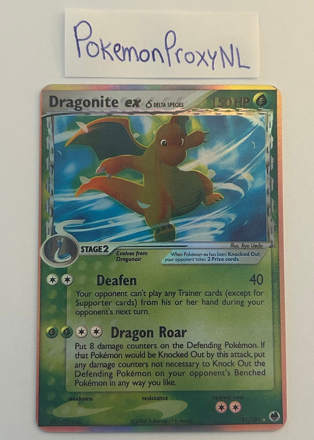 Dragonite Ex / Dragon Frontiers / 91/101 / 2006 / PROXY Pokémon Card - Etsy