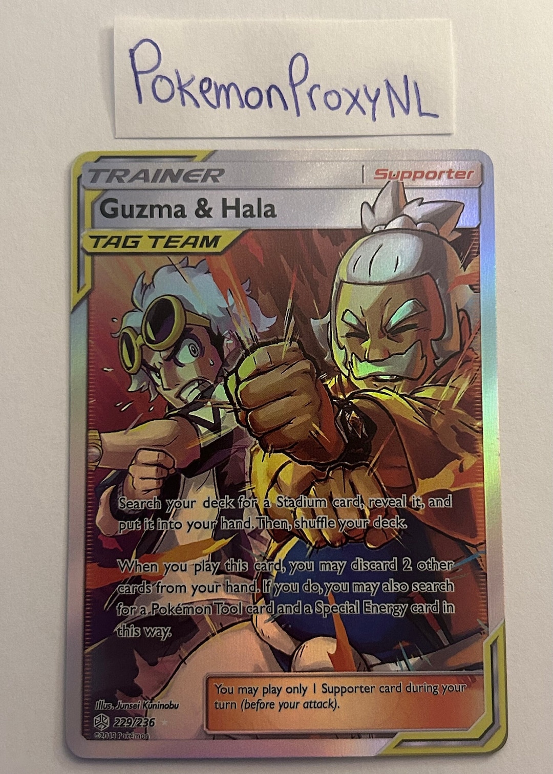 Guzma & Hala TRAINER / Cosmic Eclipse / 229/236 / 2019 / PROXY Pokémon ...