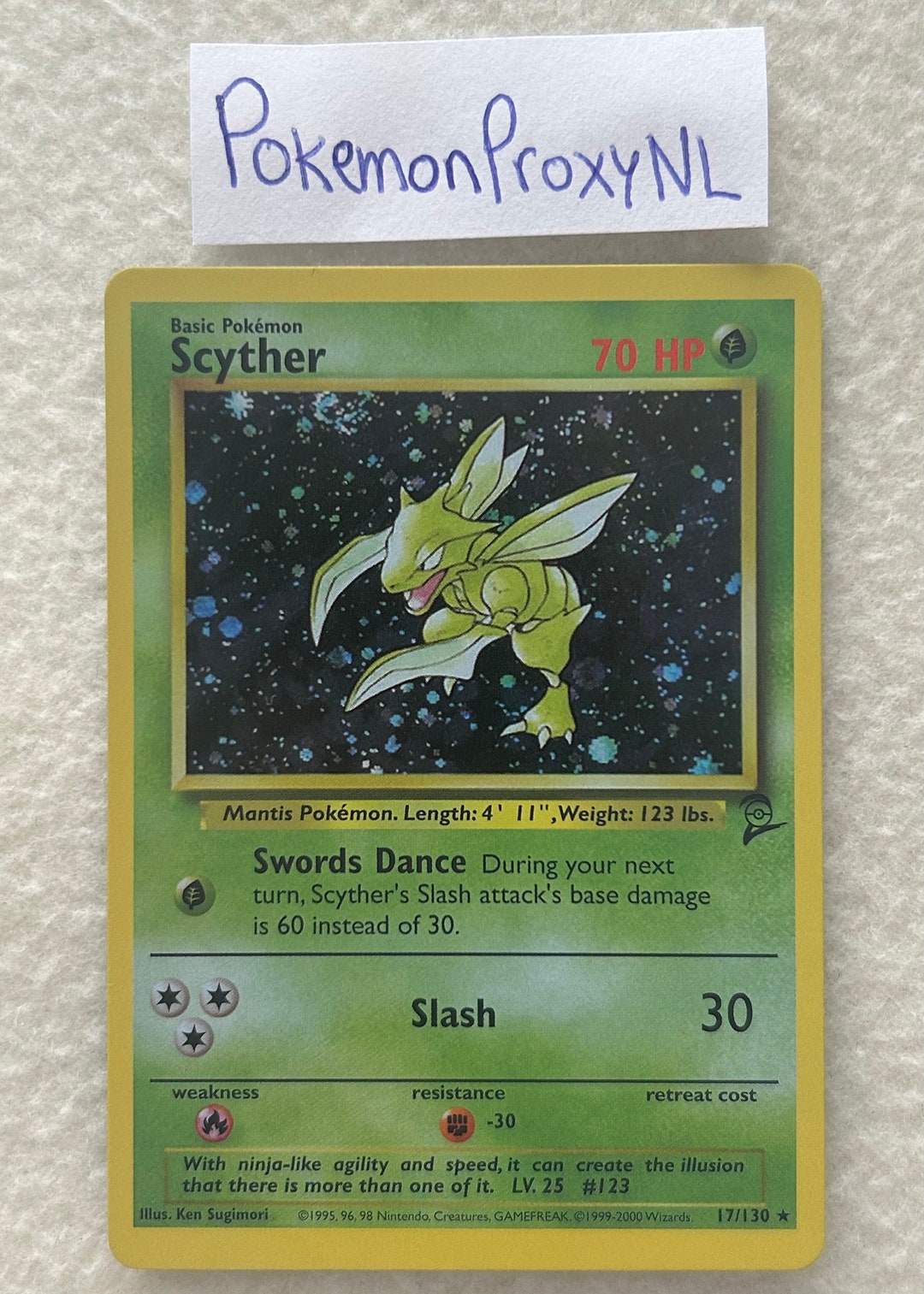Scyther / Base Set 2 / 17/130 / 2000 / PROXY Pokémon Card - Etsy