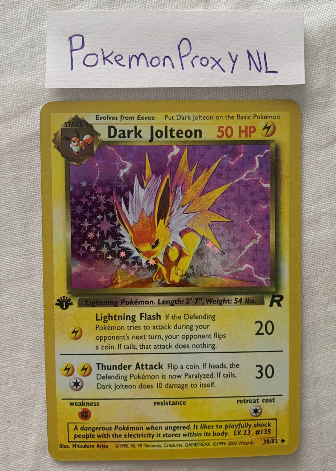 Dark Jolteon R 1st / Team Rocket Set / 38/82 / 1999 / PROXY Pokémon ...