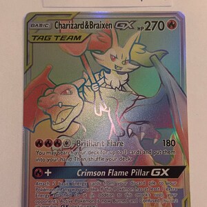 Charizard & Braixen GX rainbow V.2 / Cosmic Eclipse / 251/236 / 2019 / PROXY Pokémon Card - Etsy