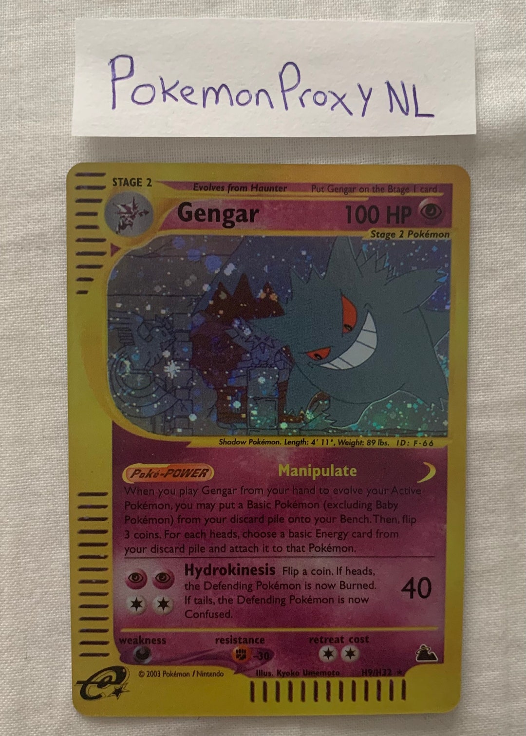 Gengar / Skyridge / H9/H32 / 2003 / PROXY Pokémon Card - Etsy