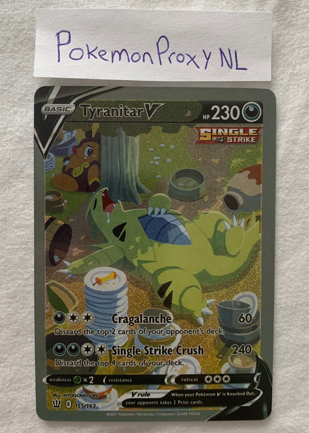 Tyranitar V / Battle Styles / 155/163 / 2021 / PROXY Pokémon Card - Etsy