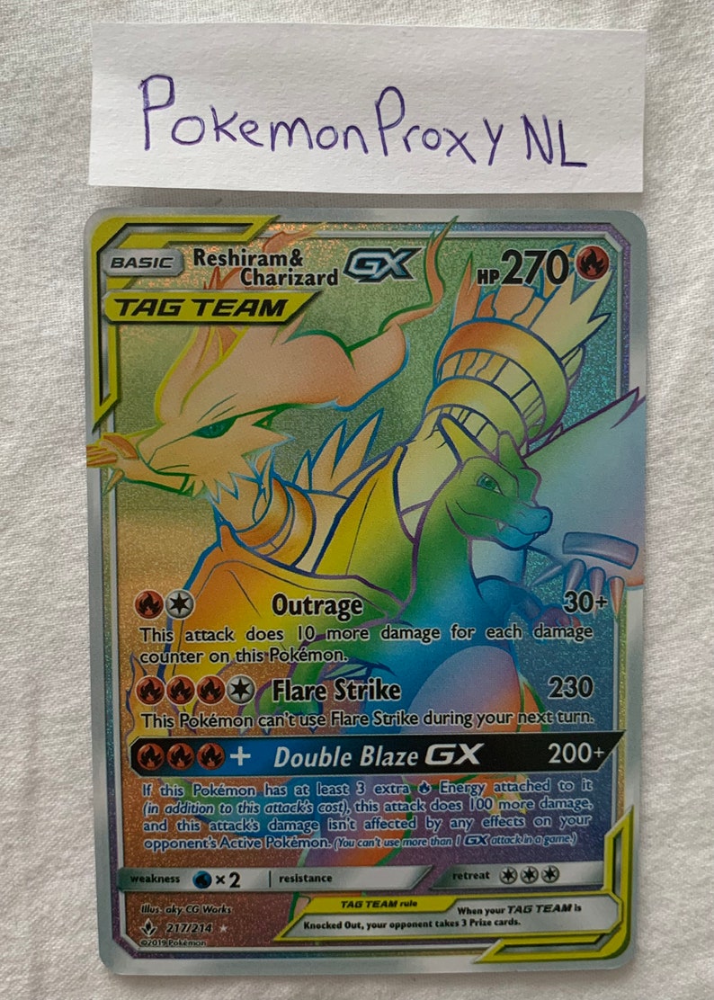 Reshiram & Charizard GX rainbow / Unbroken Bonds / 217/214 / - Etsy