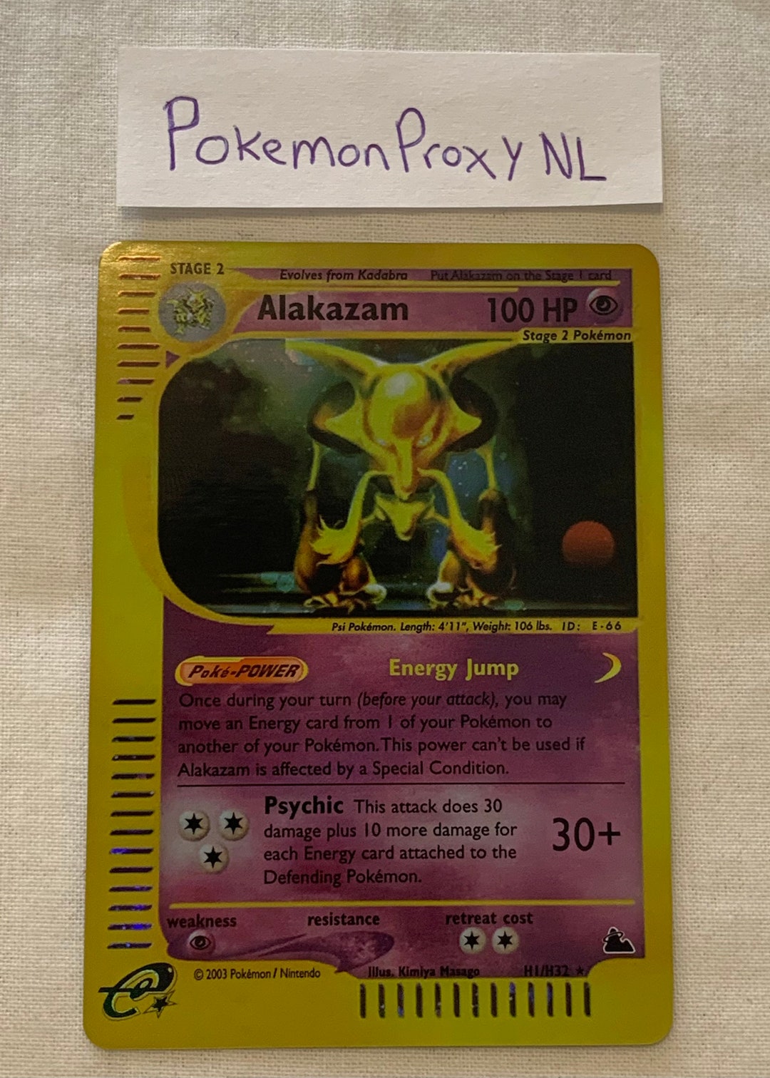 Alakazam V.1 / Skyridge / H1/H32 / 2003 / PROXY Pokémon Card - Etsy