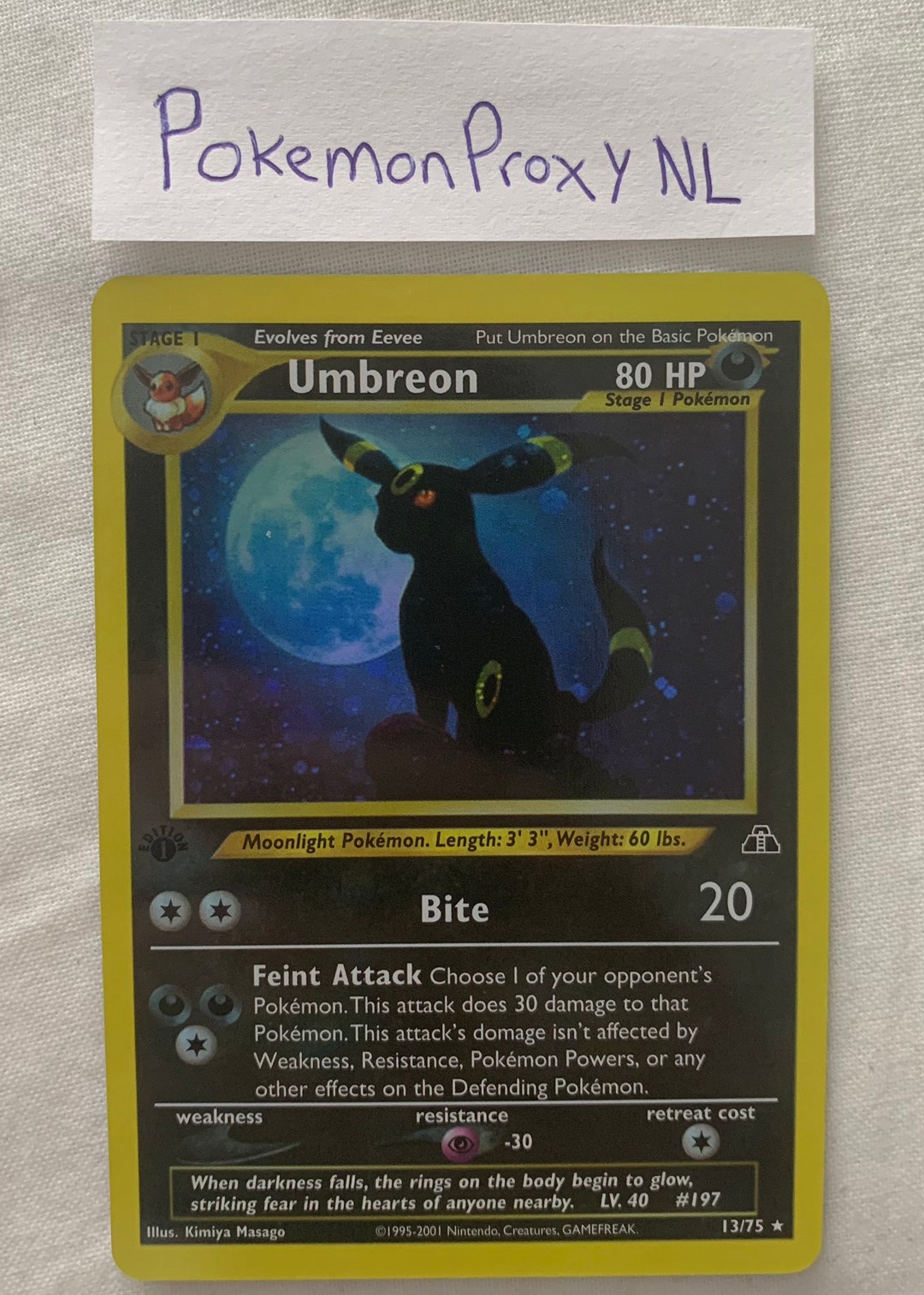 Umbreon 1st V.1 / Neo Discovery / 13/75 / 2001 / PROXY - Etsy
