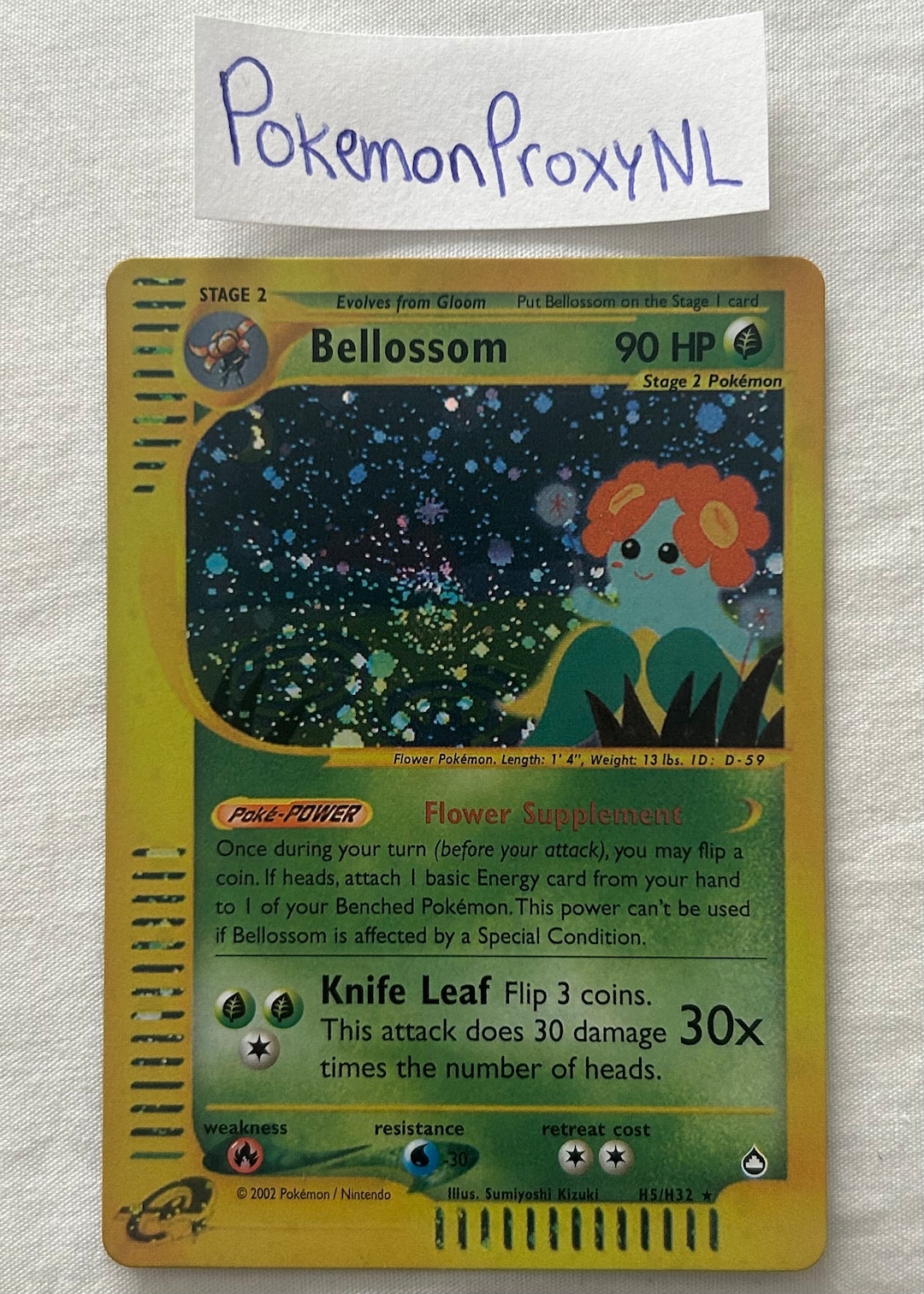 Bellossom / Aquapolis / H5/H32 / 2002 / PROXY Pokémon Card - Etsy
