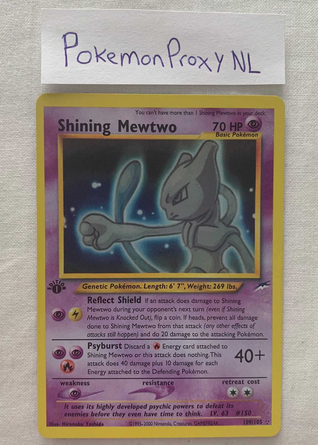 Shining Mewtwo 1st / Neo Destiny / 109/105 / 2002 / PROXY Pokémon Card ...