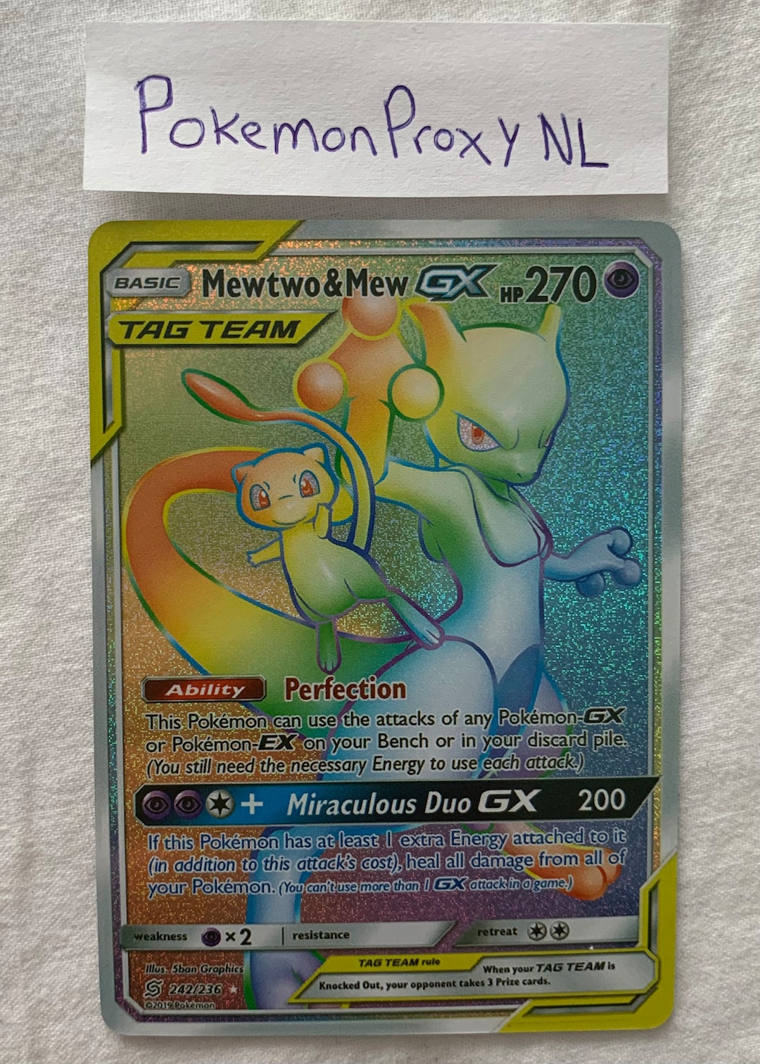 Mewtwo & Mew GX rainbow / Unified Minds / 242/236 / 2019 / - Etsy