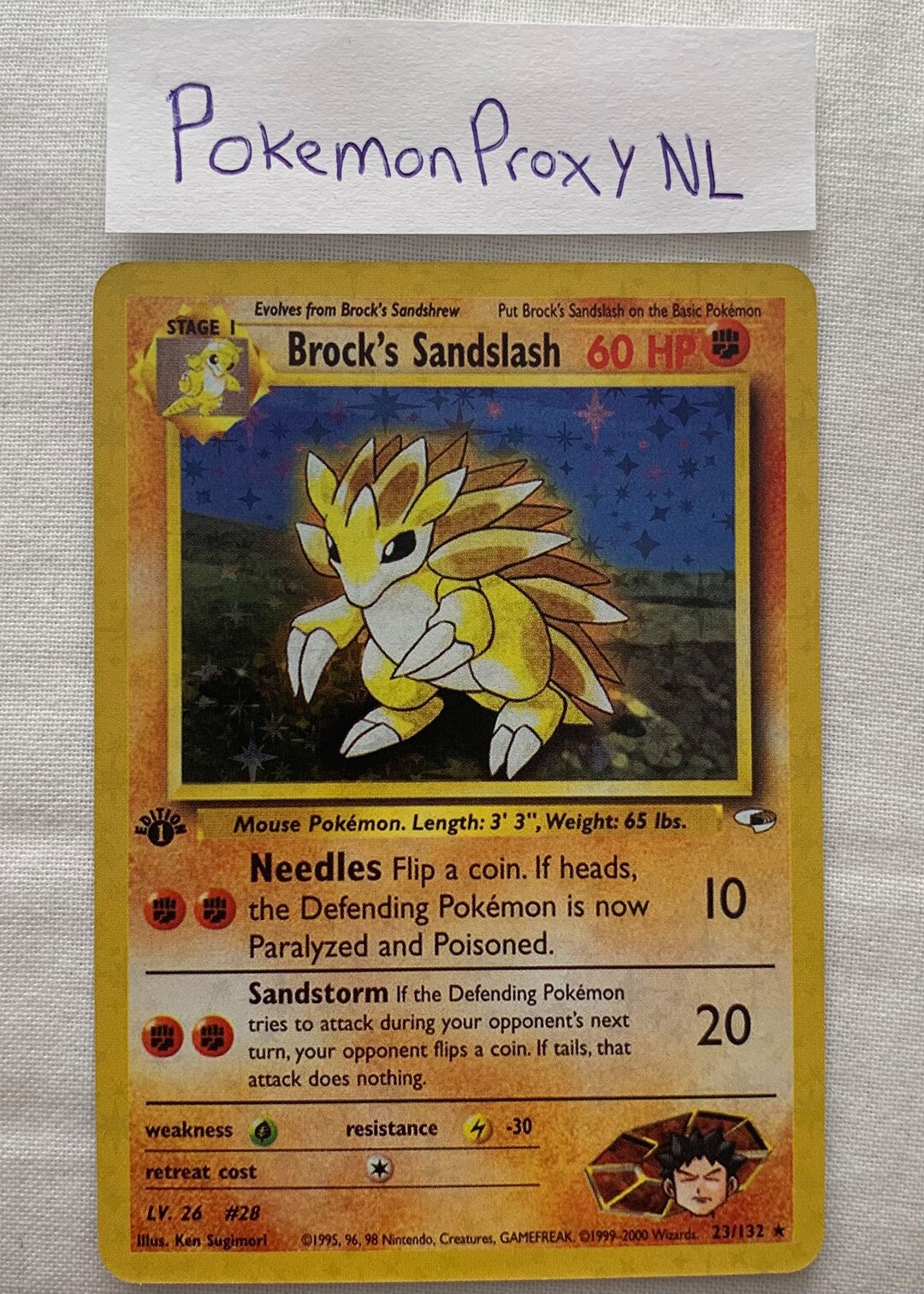 Brocks Sandslash 1st / Gym Heroes Set / 23/132 / 1999 / PROXY Pokémon ...