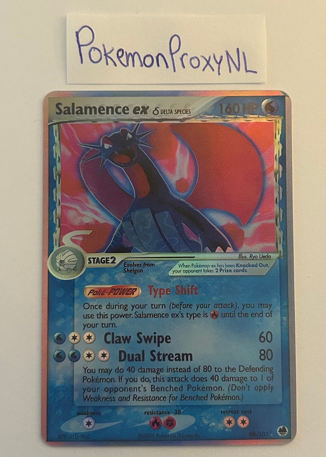 Salamence Ex / Dragon Frontiers / 98/101 / 2006 / PROXY Pokémon Card - Etsy
