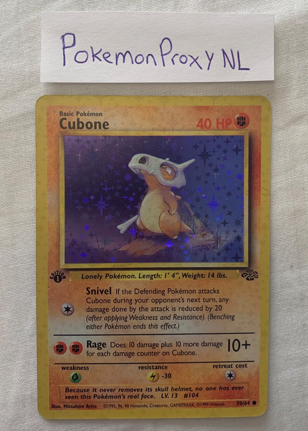 Cubone / Jungle Set / 50/64 / 1999 / PROXY Pokémon Card - Etsy