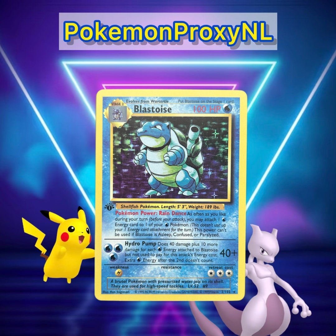Blastoise 1st / Base Set / 2/102 / 1999 / PROXY Pokémon Card - Etsy