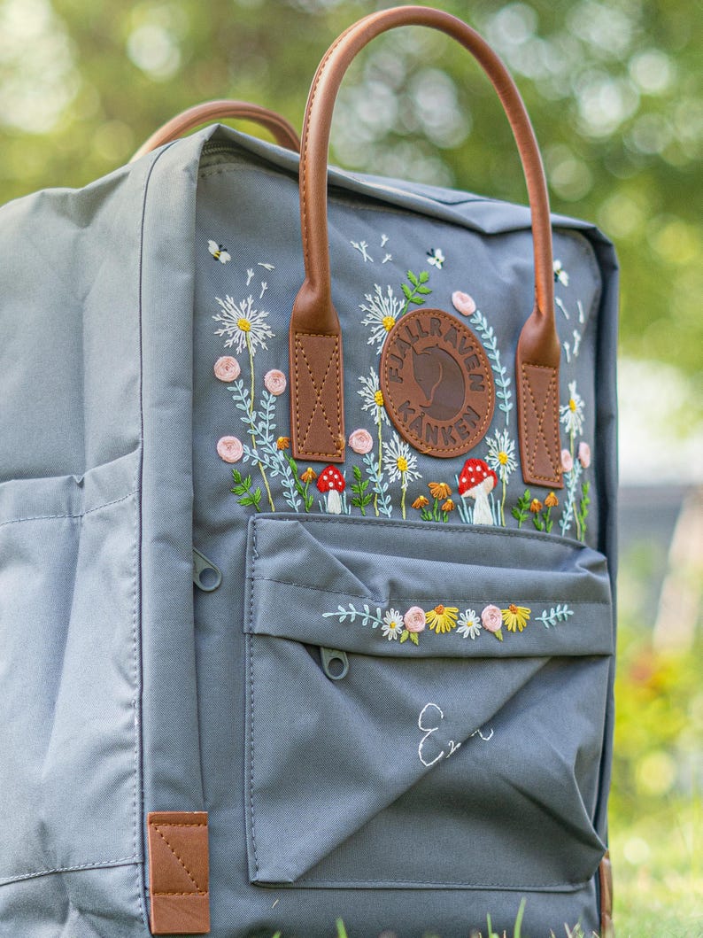 Embroidered Kanken Mini Backpack, Fjallraven Kanken Hand Embroidery ...