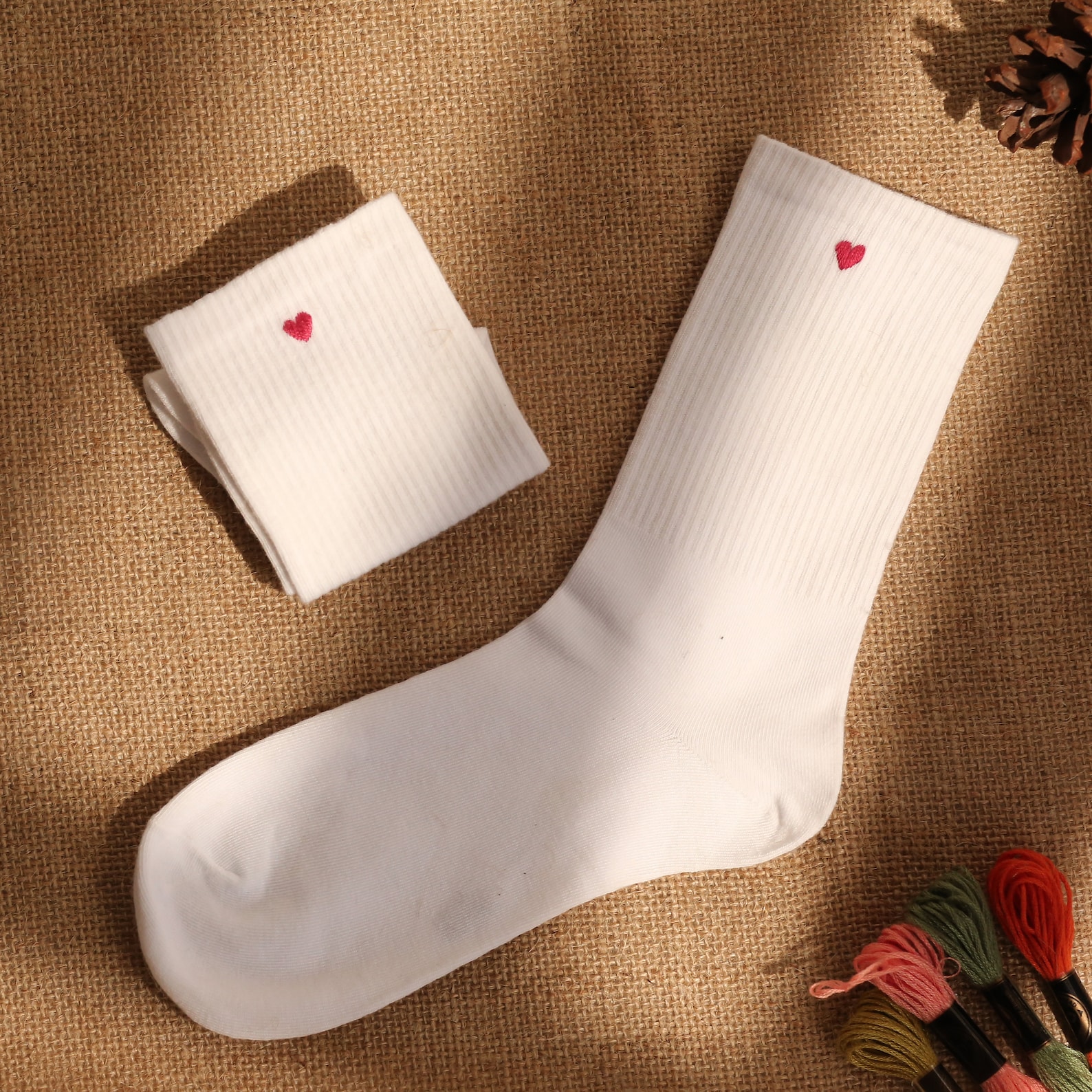 Heart Embroidered Socks Custom, Name Embroidery Socks for Women ...