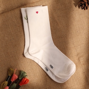 Heart Embroidered Socks Custom, Name Embroidery Socks for Women ...