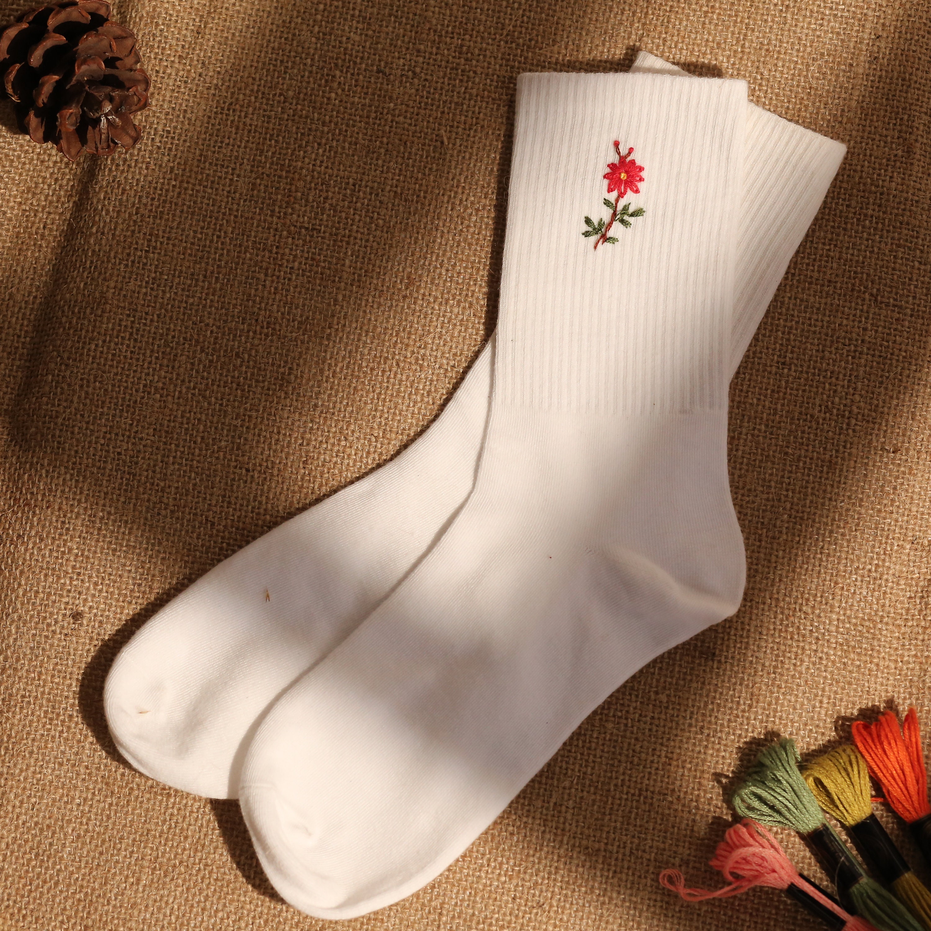 Personalised Custom Embroidered Socks, Floral Embroidery Socks for ...