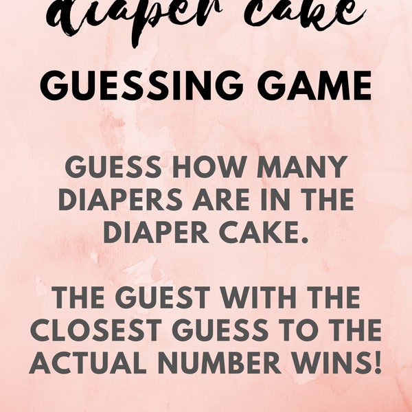 Diaper Cake Guessing Game - Etsy
