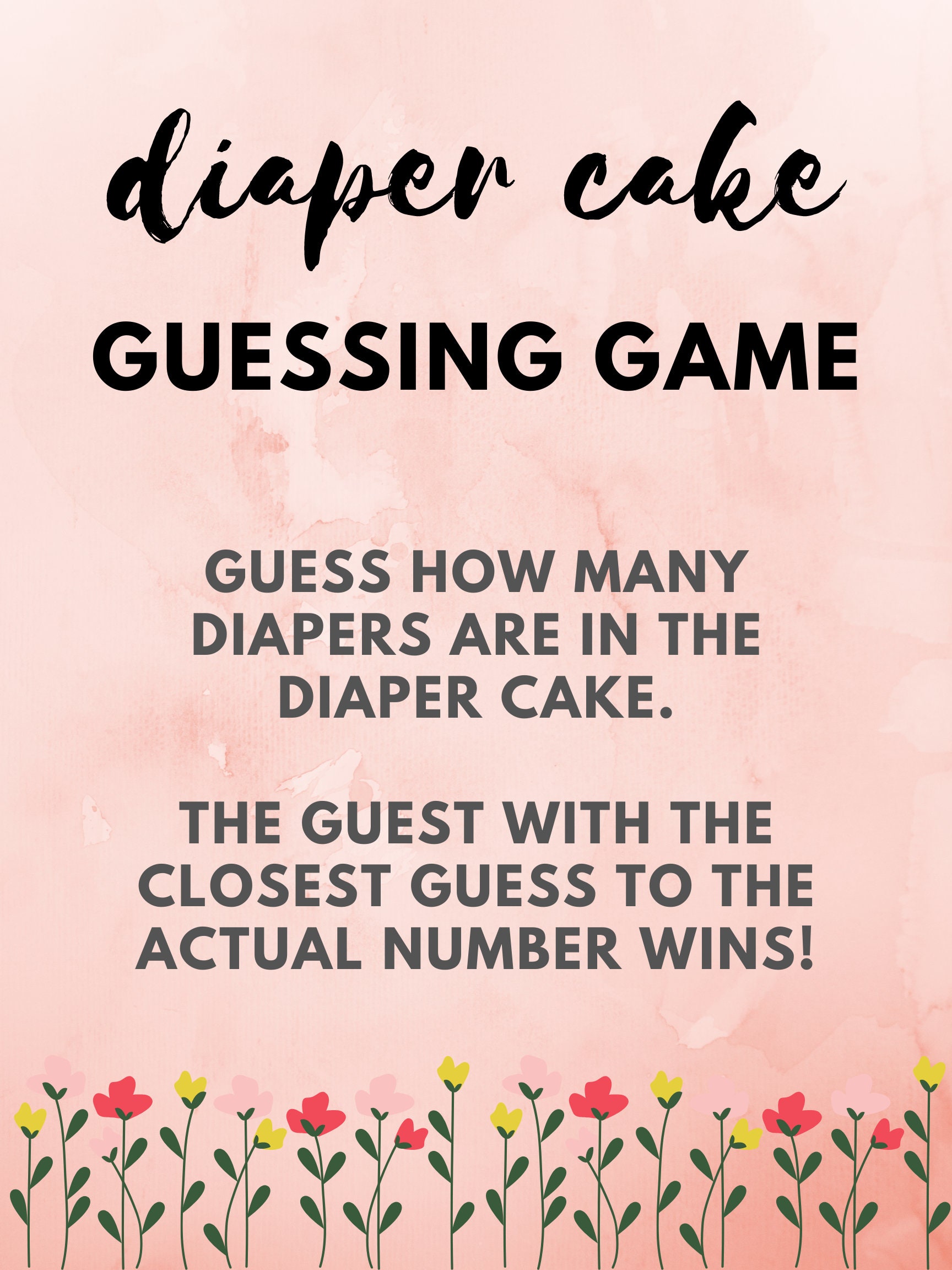 Diaper Cake Guessing Game Printable - Etsy