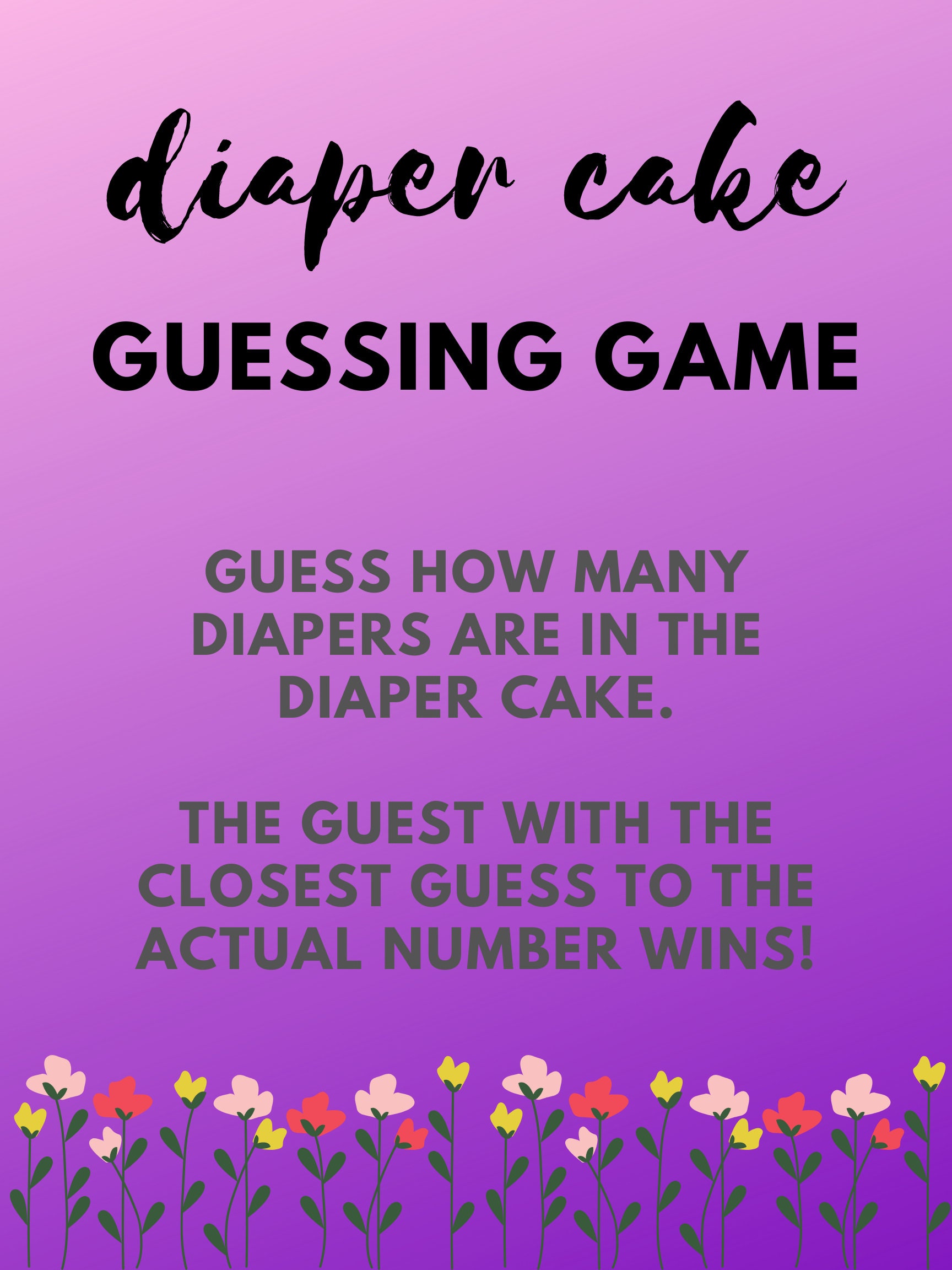 Diaper Cake Guessing Game Printable - Etsy