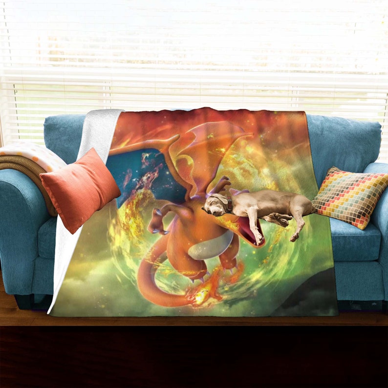Retro Charizard Blankets Custom Name Tapestry Christmas Gift for Boys ...