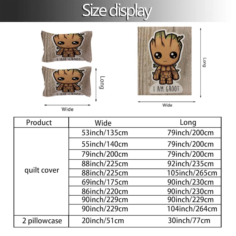 Guardians Galaxy Groot Three-piece Quilt Cover Set Christmas Gift ...