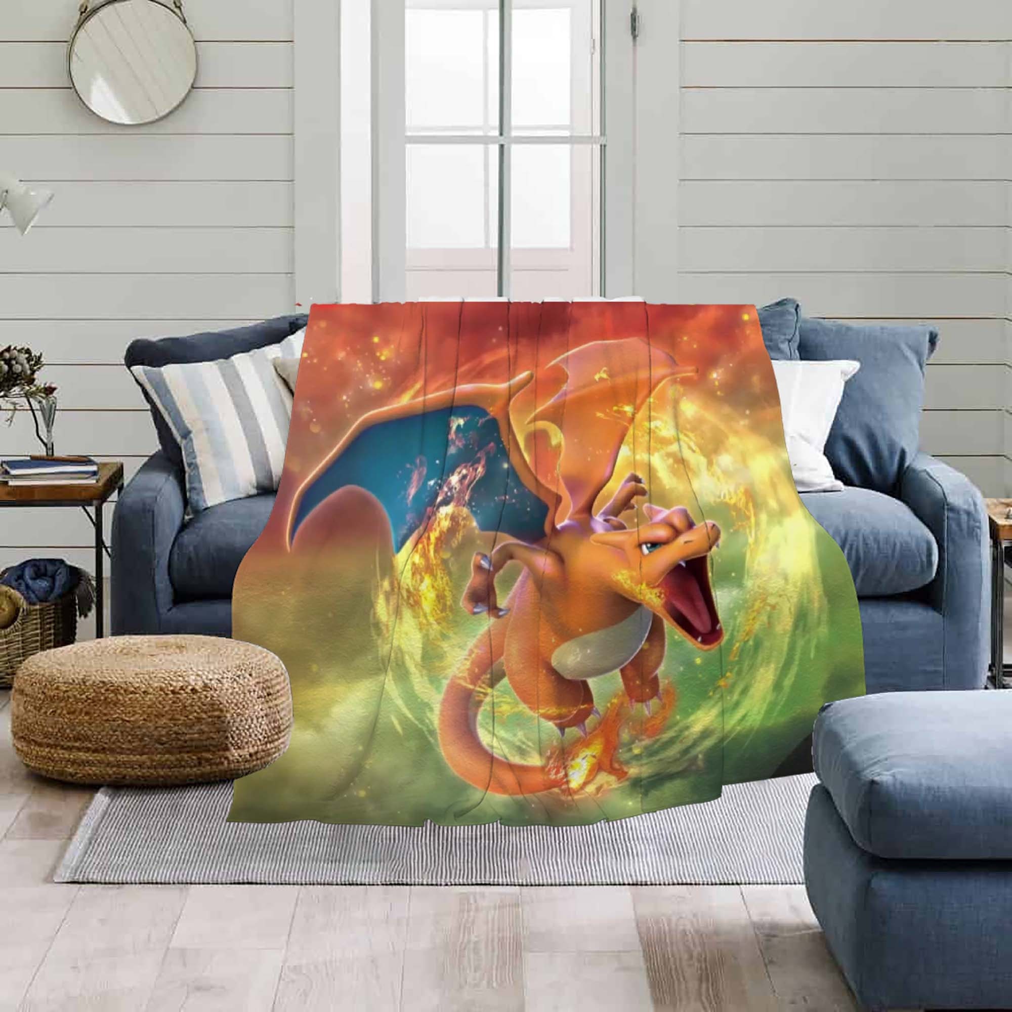 Retro Charizard Blankets Custom Name Tapestry Christmas Gift for Boys ...
