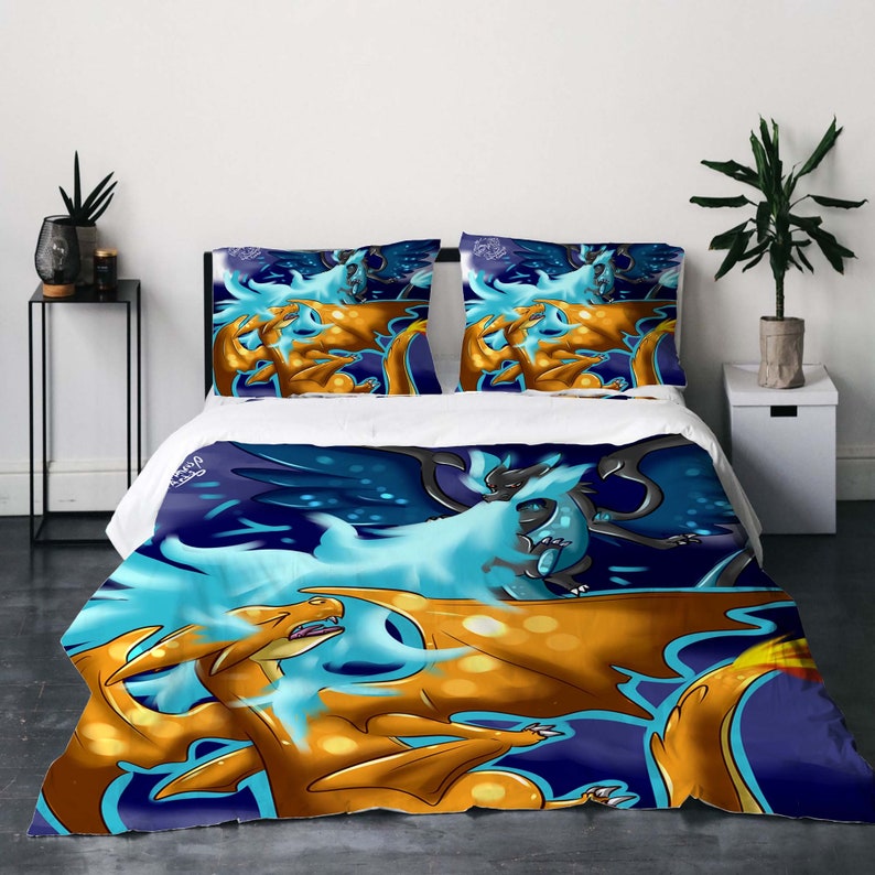 Custom Charizard Three-piece Quilt Cover Set Christmas Gift Pillowcase ...