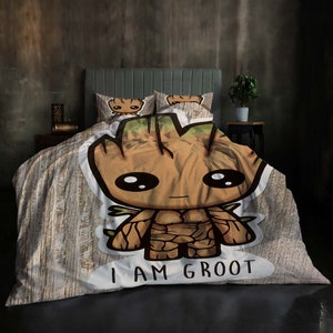 Guardians Galaxy Groot Three-piece Quilt Cover Set Christmas Gift ...