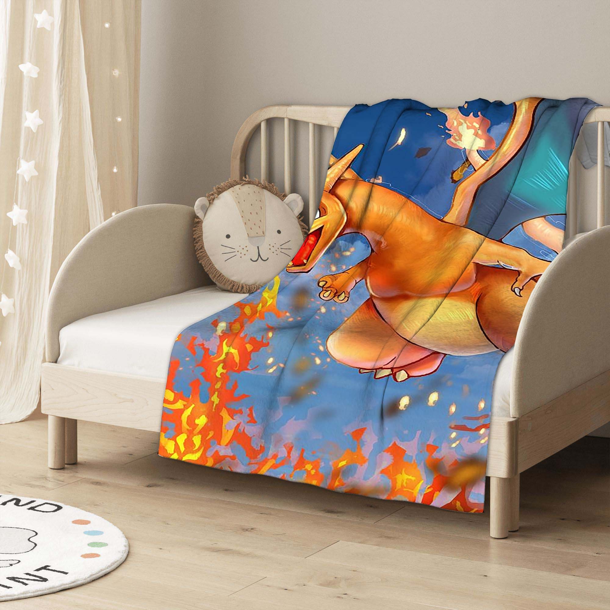 Retro Charizard Blankets Custom Name Tapestry Christmas Gift for Boys ...