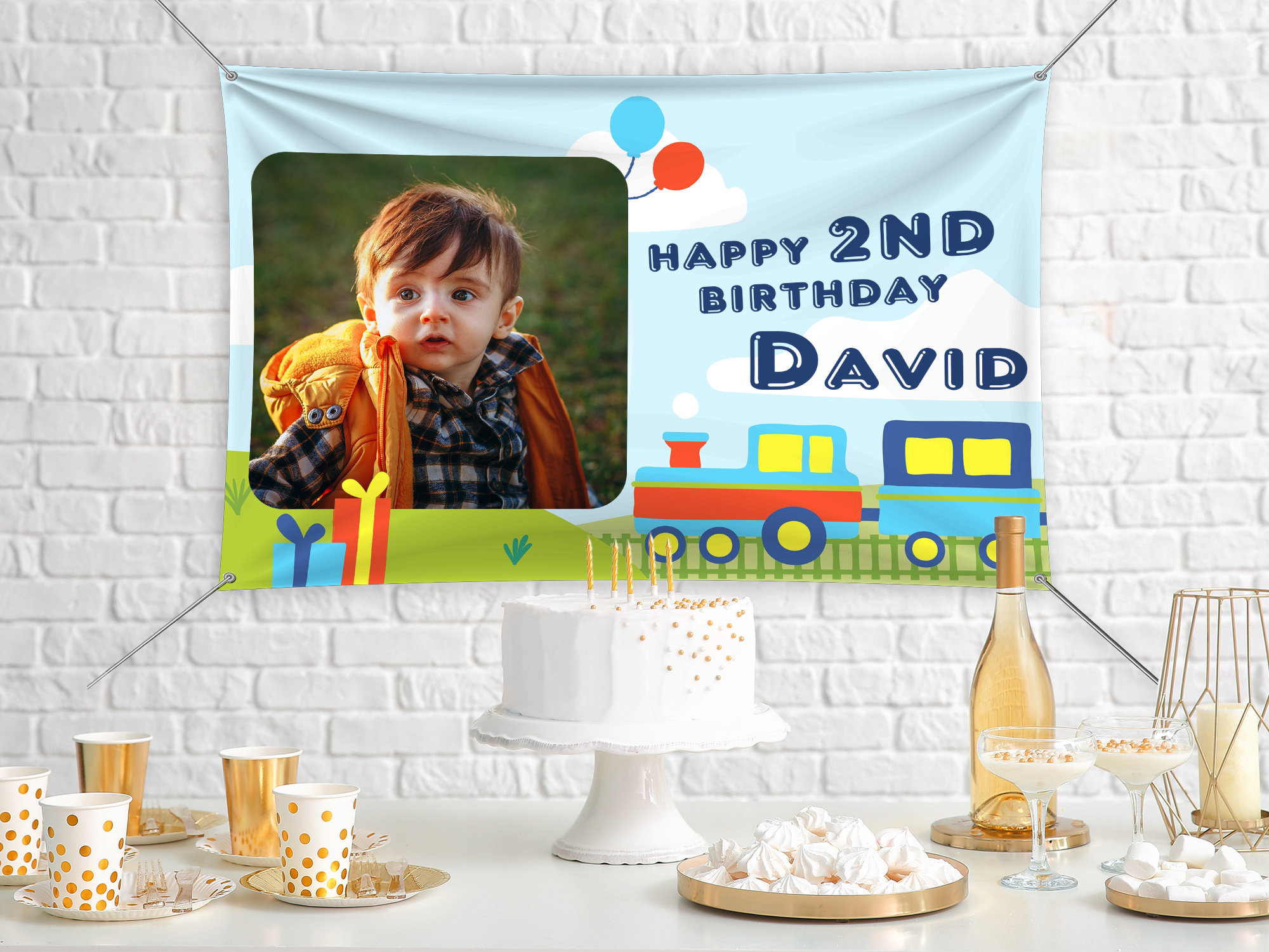 Personalized Photo Birthday Banner, Custom Name Banner, 2nd Birthday ...