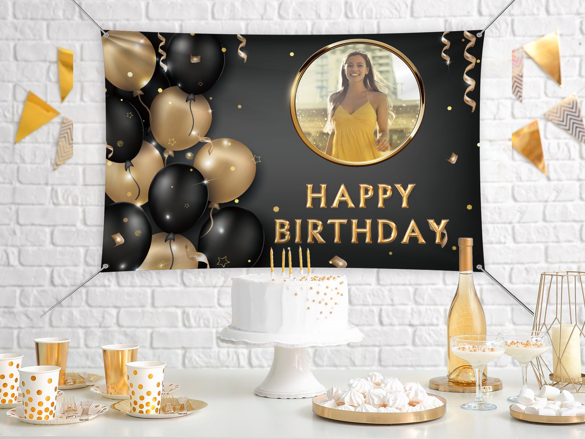 Custom Photo Birthday Banner,personalized Birthday Banner,black ...