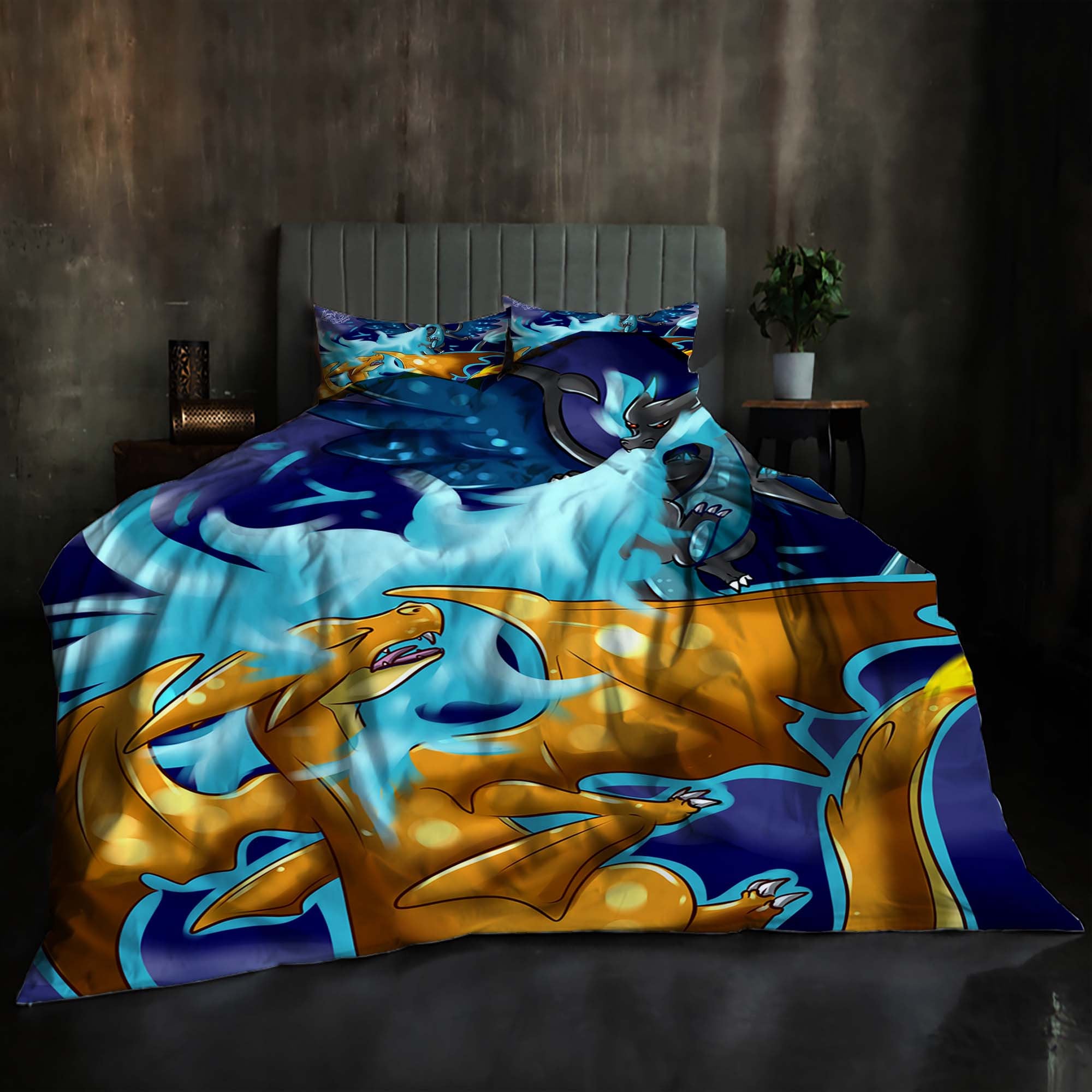Custom Charizard Three-piece Quilt Cover Set Christmas Gift Pillowcase ...