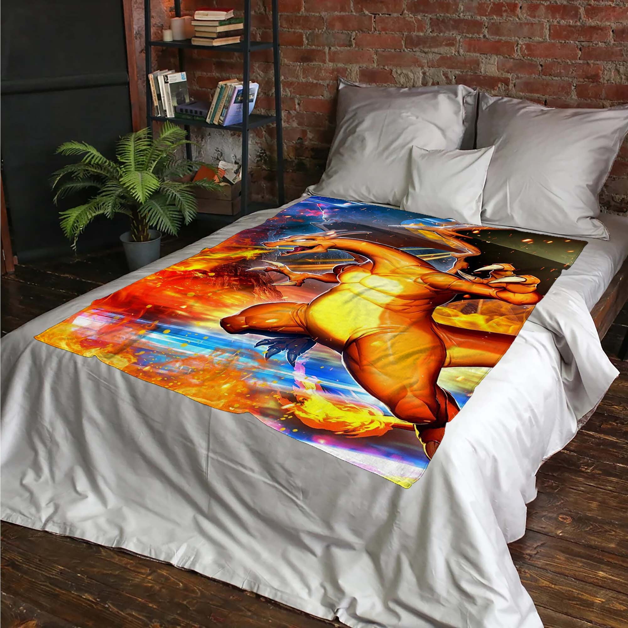 Retro Charizard Blankets Custom Name Tapestry Christmas Gift for Boys ...