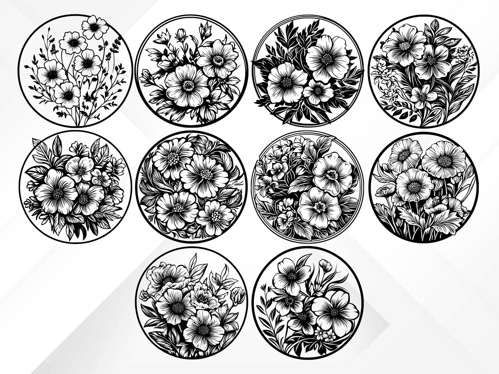 211 Floral Circle SVG Bundle - Digital Download Svg, Eps, Dxf, Png ...