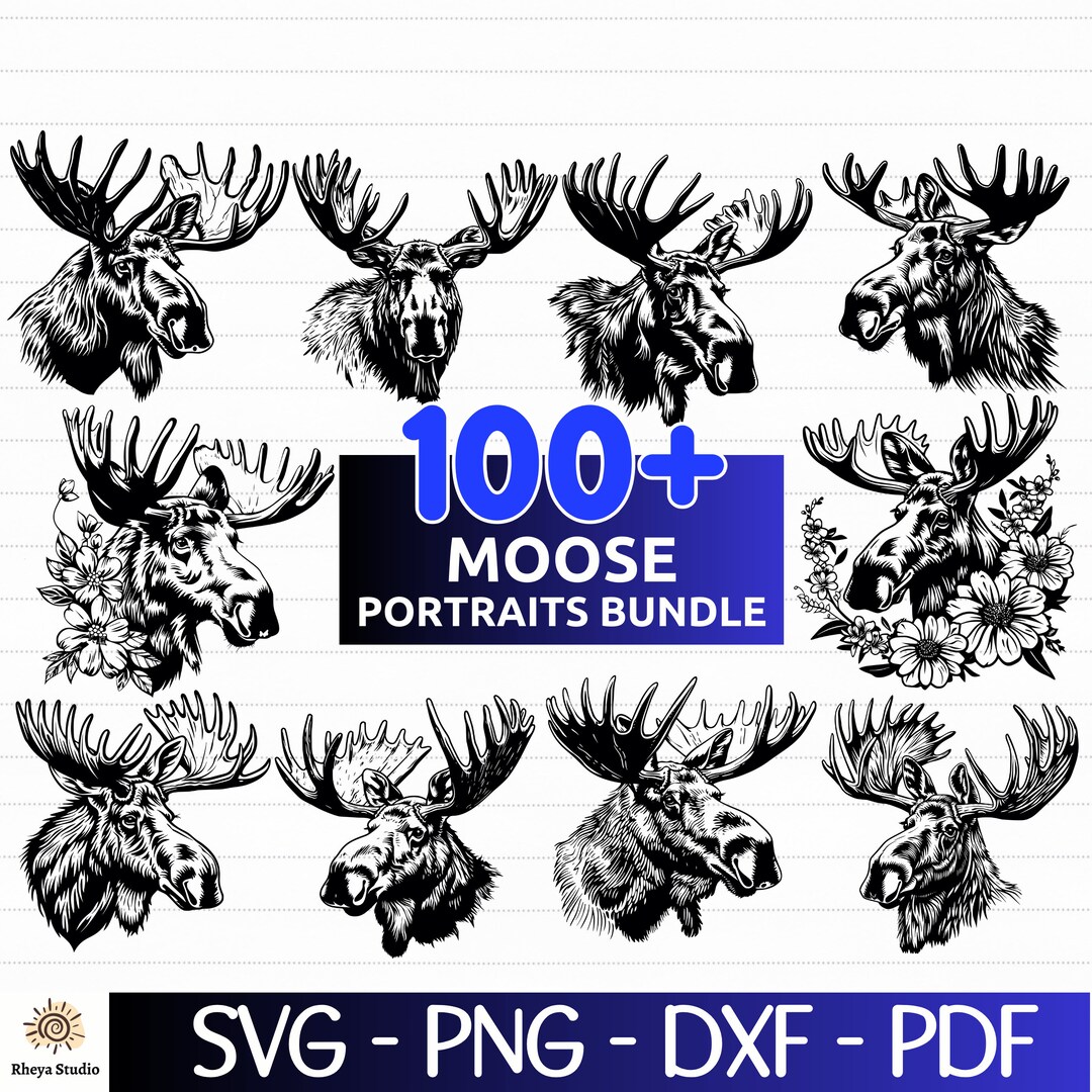 100+ Moose Head SVG Bundle - Wildlife Instant Digital Download ...