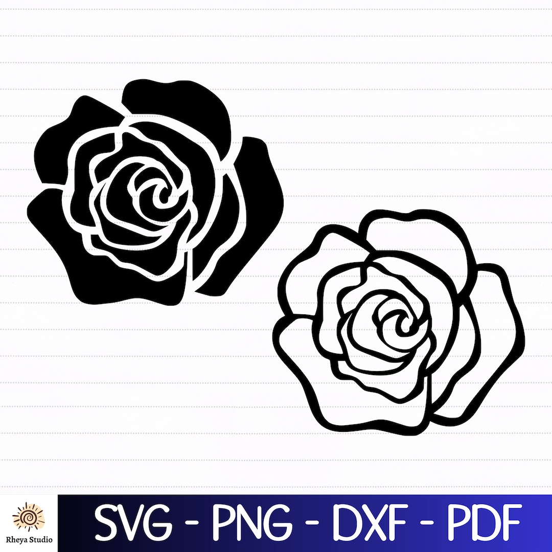 Flower Svg, Rose Svg, Rose Outline Svg, Rose Silhouette Svg - Digital ...