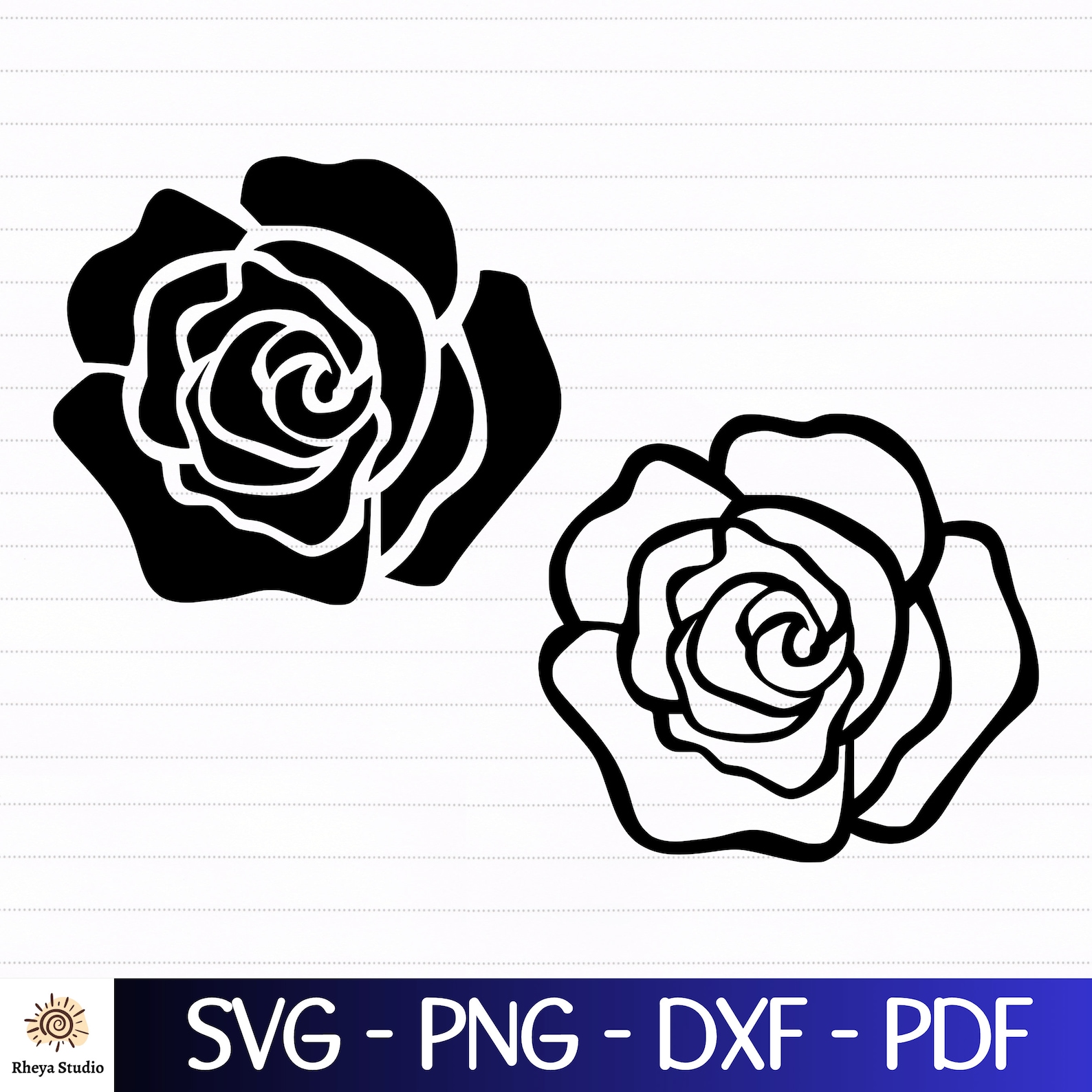 Flower Svg, Rose Svg, Rose Outline Svg, Rose Silhouette Svg - Digital ...