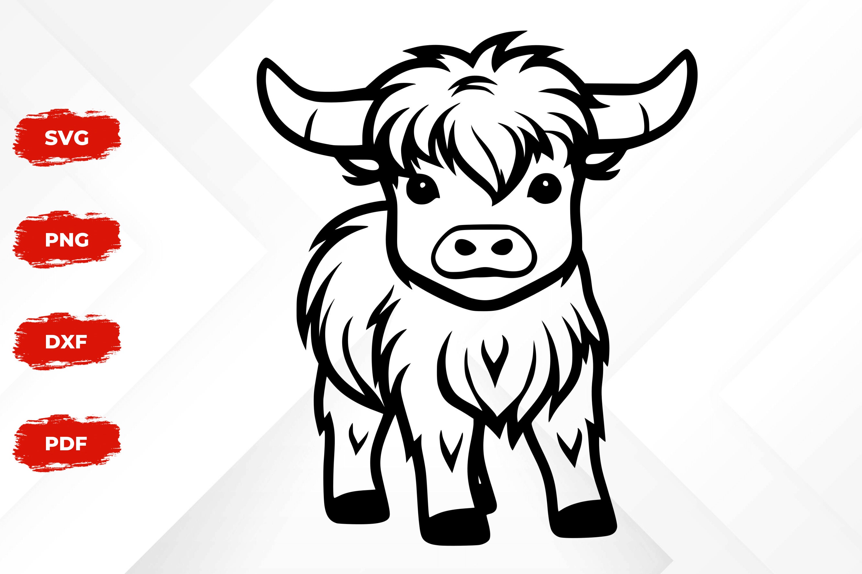 Cute Highland Cow Svg Digital Download Svg Dxf Png Pdf Etsy
