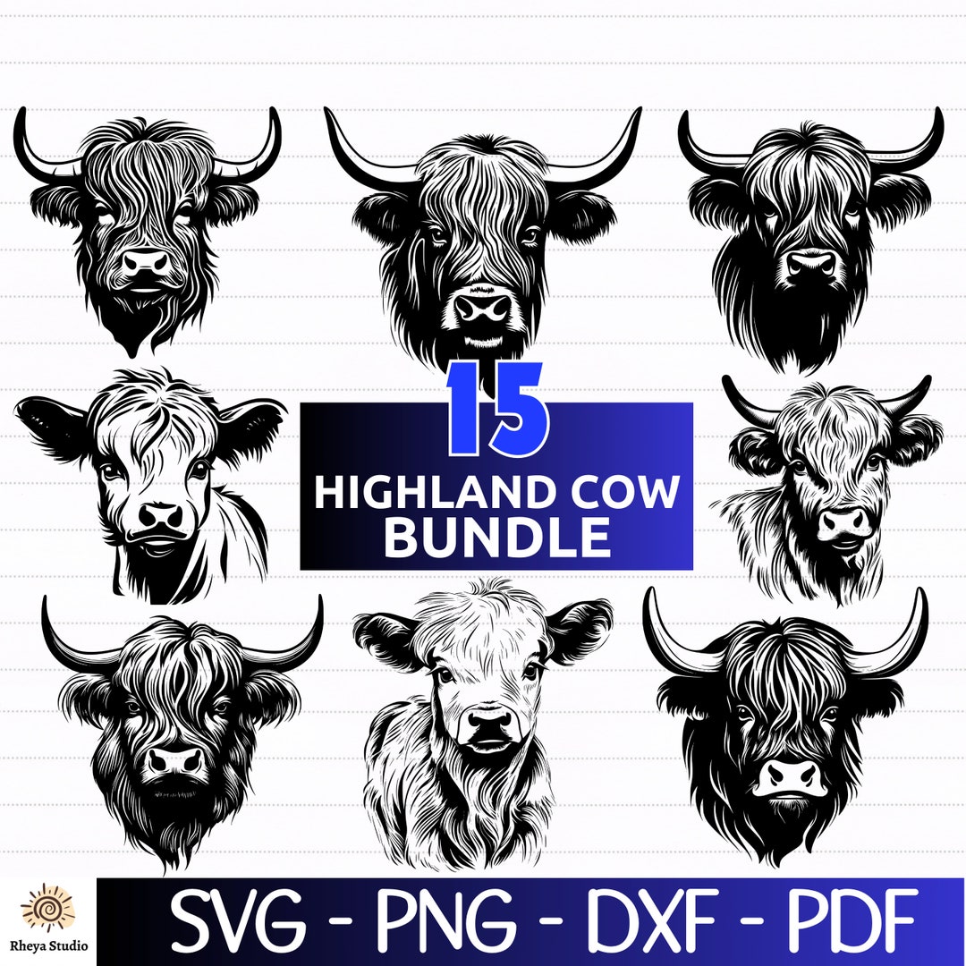 Highland Cow Svg Bundle - Digital Download Svg, Dxf, Png, Pdf, Svg ...