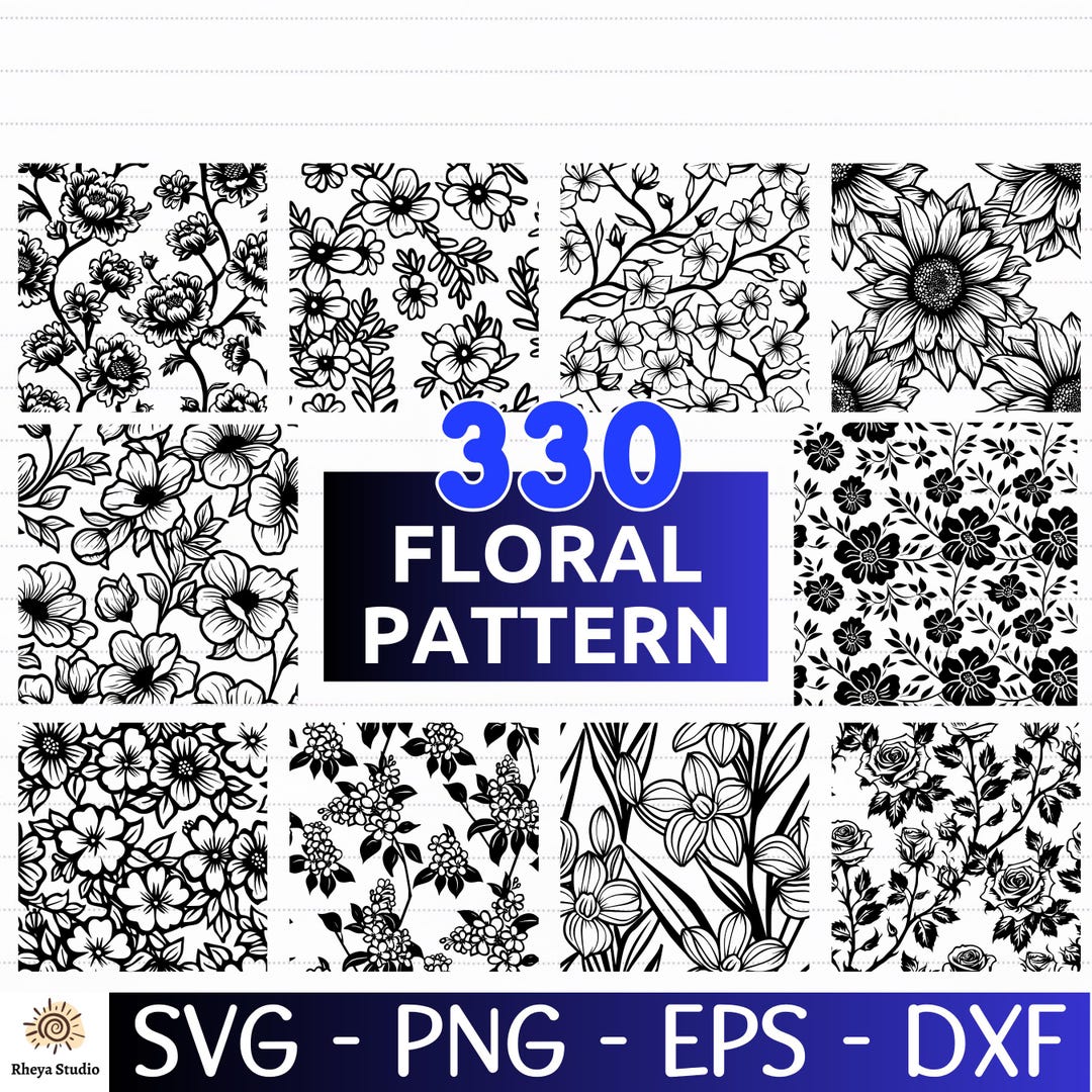 330 Flower Seamless Pattern SVG Bundle | Cut Files for Cricut and ...