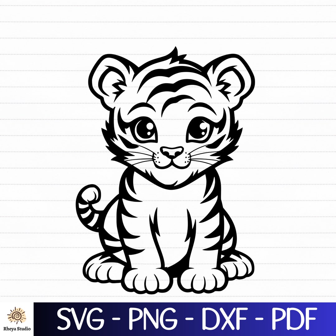 Lindo tigre bebé svg - descarga digital svg, dxf, png, pdf, archivos svg para cricut - Etsy España