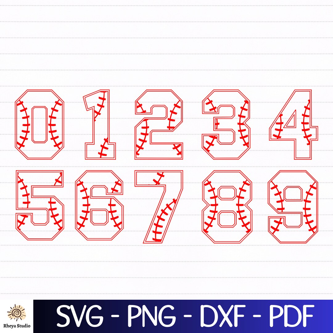 Varsity Baseball Numbers Svg Digital Download Svg, Dxf, Png, Pdf ...