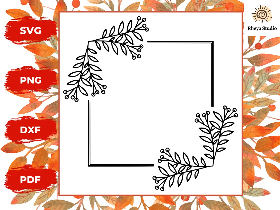 Leaves Frame Svg Floral Frame Svg Rectangle Frame Svg - Etsy