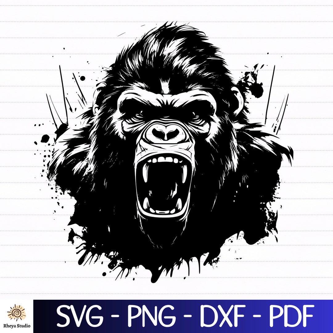 Gorilla Svg, Gorilla Head Svg, Gorilla Clipart, Gorilla Png - Digital ...