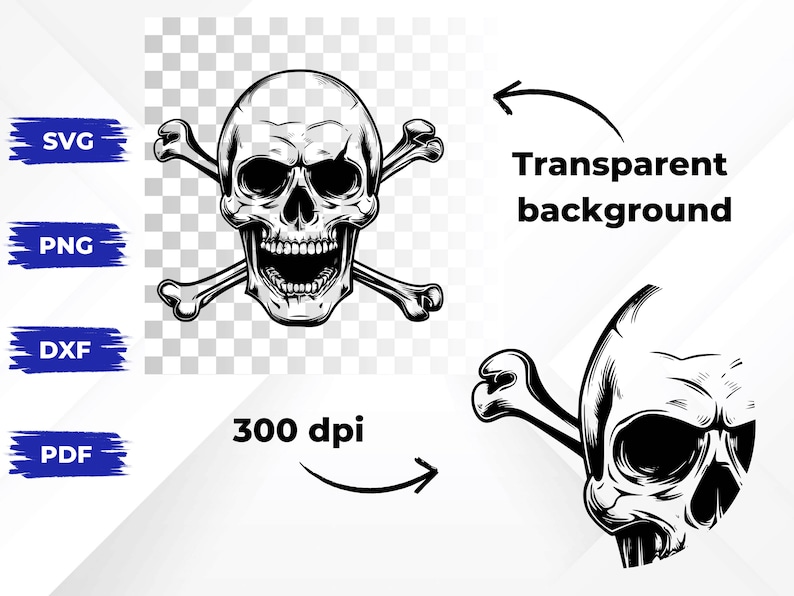 Skull and Crossbones SVG - Instant Digital Download Including Dxf, Png ...